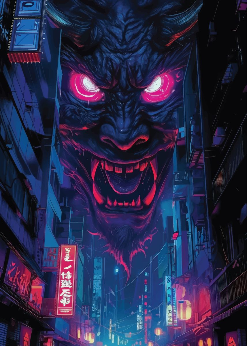 'MONSTER IN THE CITY POSTER' Poster, picture, metal print, paint by ...