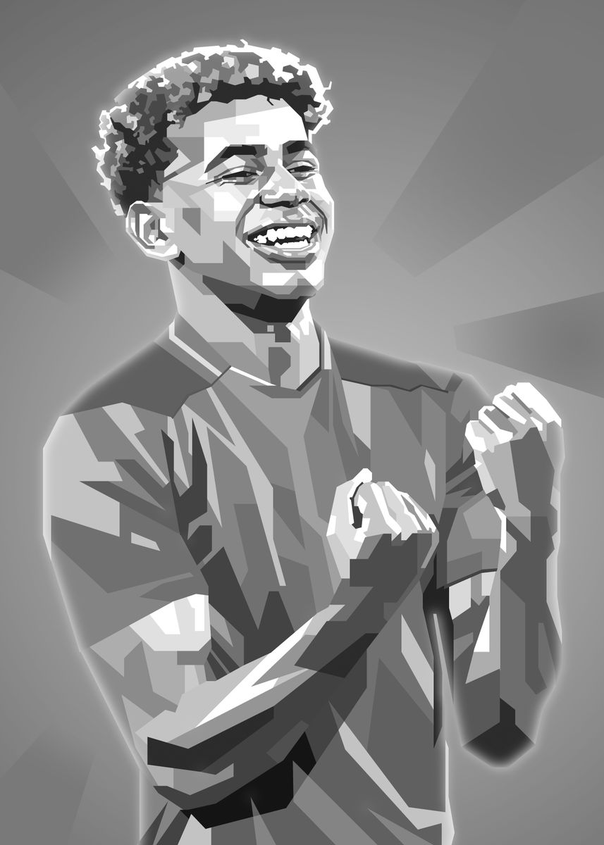 'Lamine Yamal Grey Fan Art' Poster, picture, metal print, paint by ...