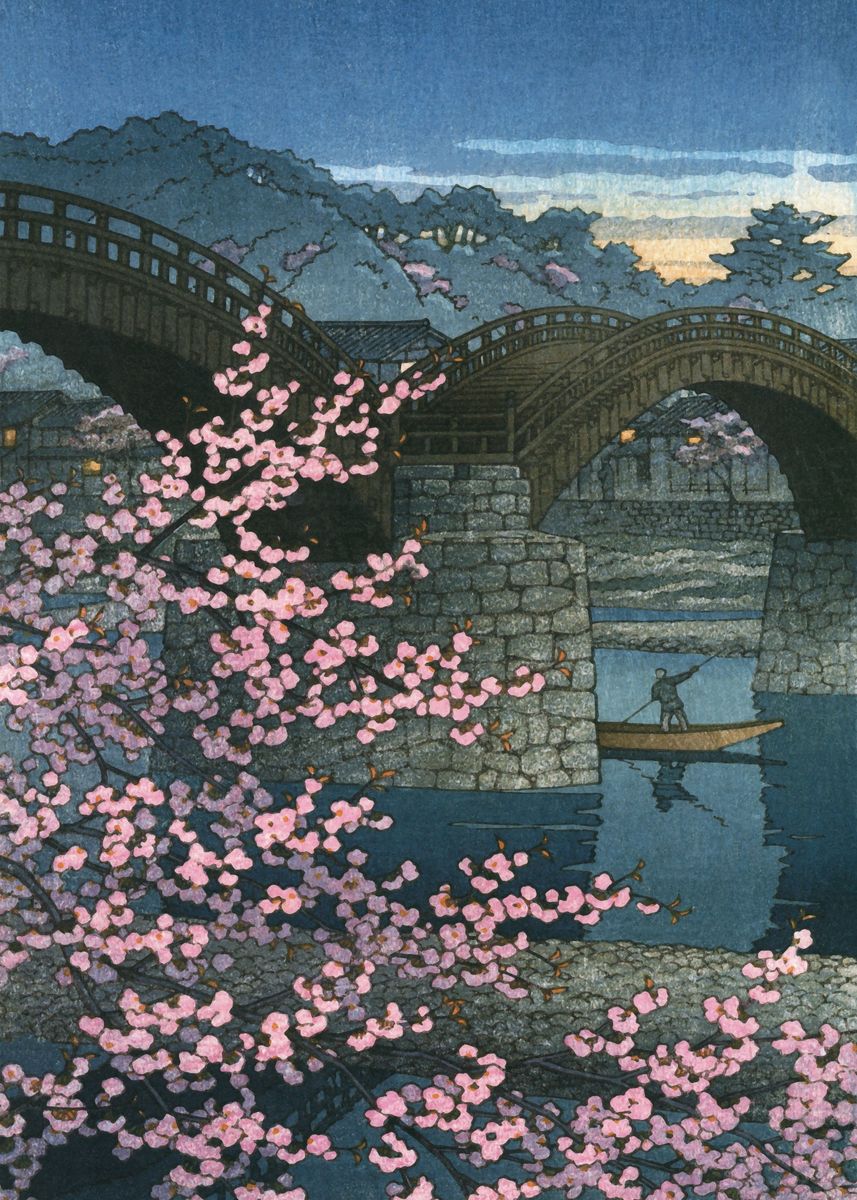 'Spring at Kintai Bridge' Poster, picture, metal print, paint by Takeda ...