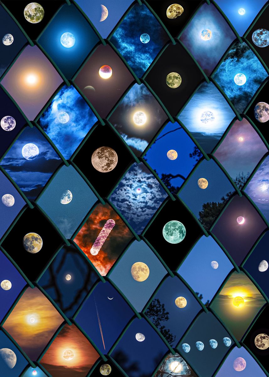 'Moon Collage' Poster, picture, metal print, paint by Ika Abuladze ...