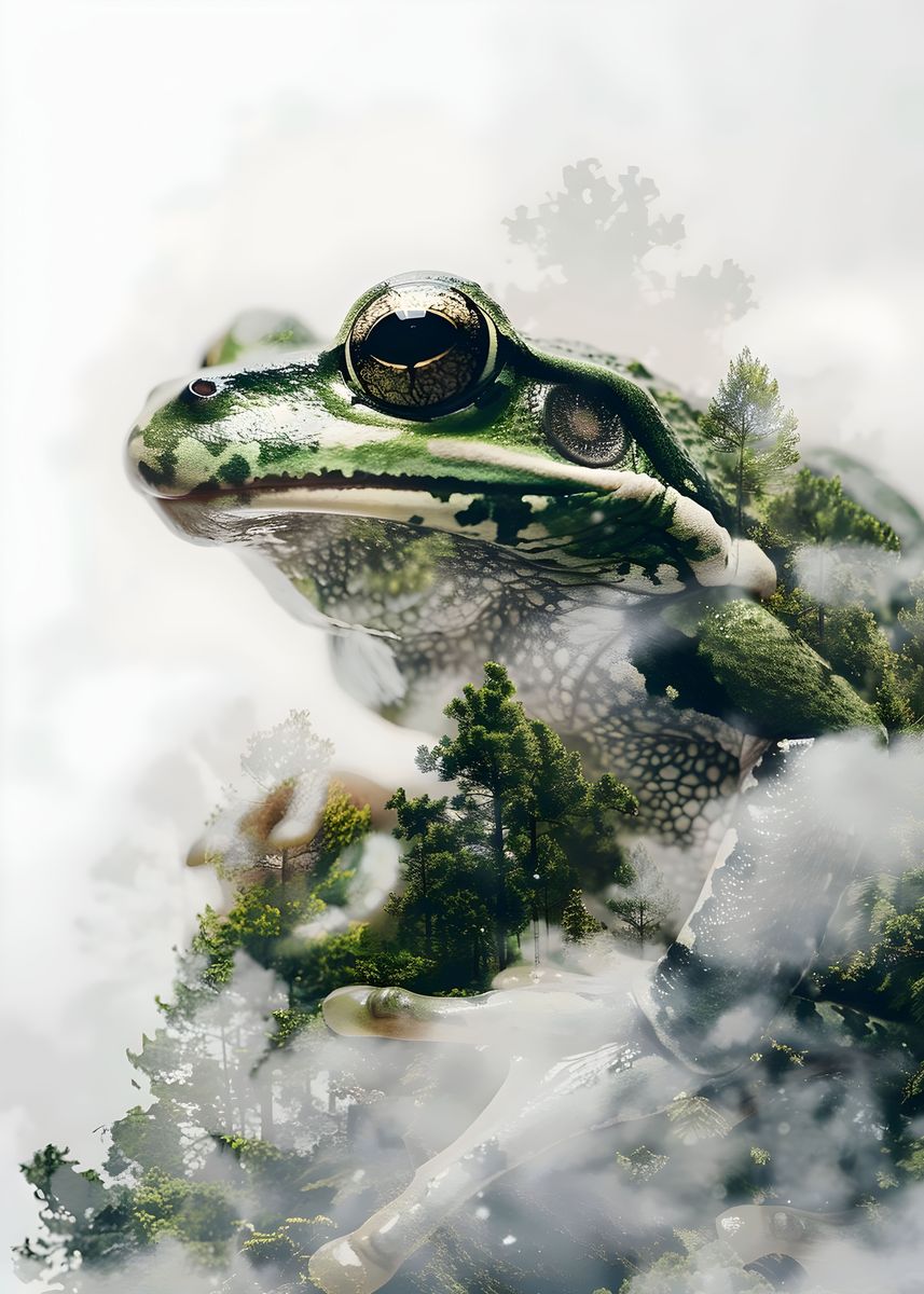 'Forest Frog Harmony' Poster, picture, metal print, paint by Dennex ...