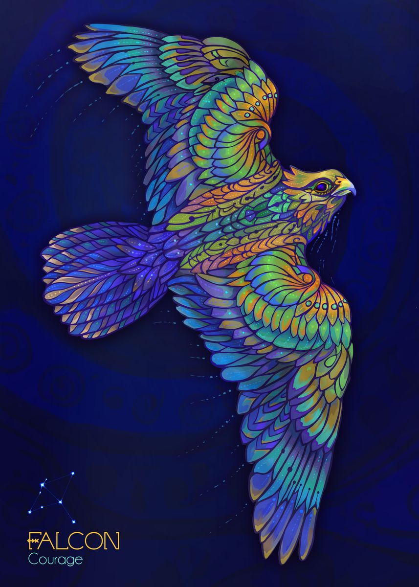 'Falcon Spirit Animal' Poster, picture, metal print, paint by More ...