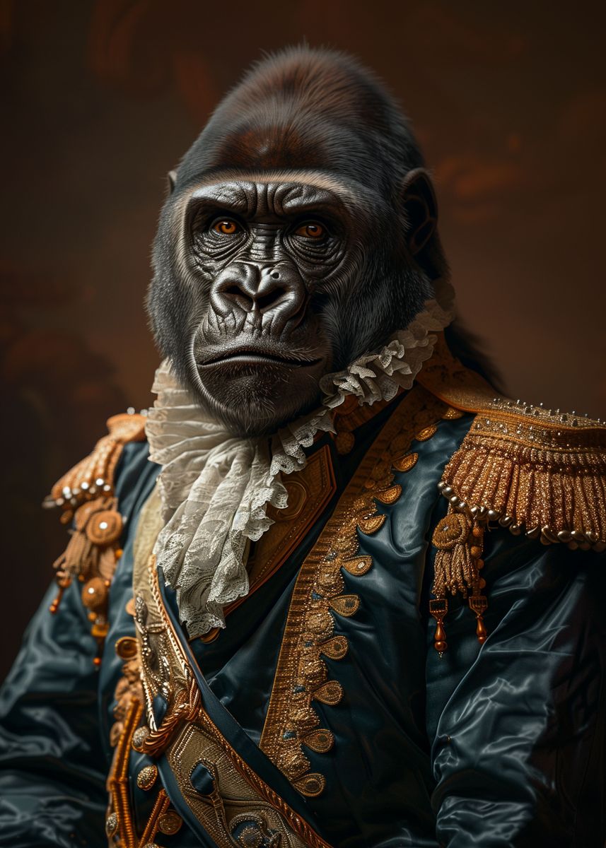 'Elegant Gorilla Commander' Poster, picture, metal print, paint by ...
