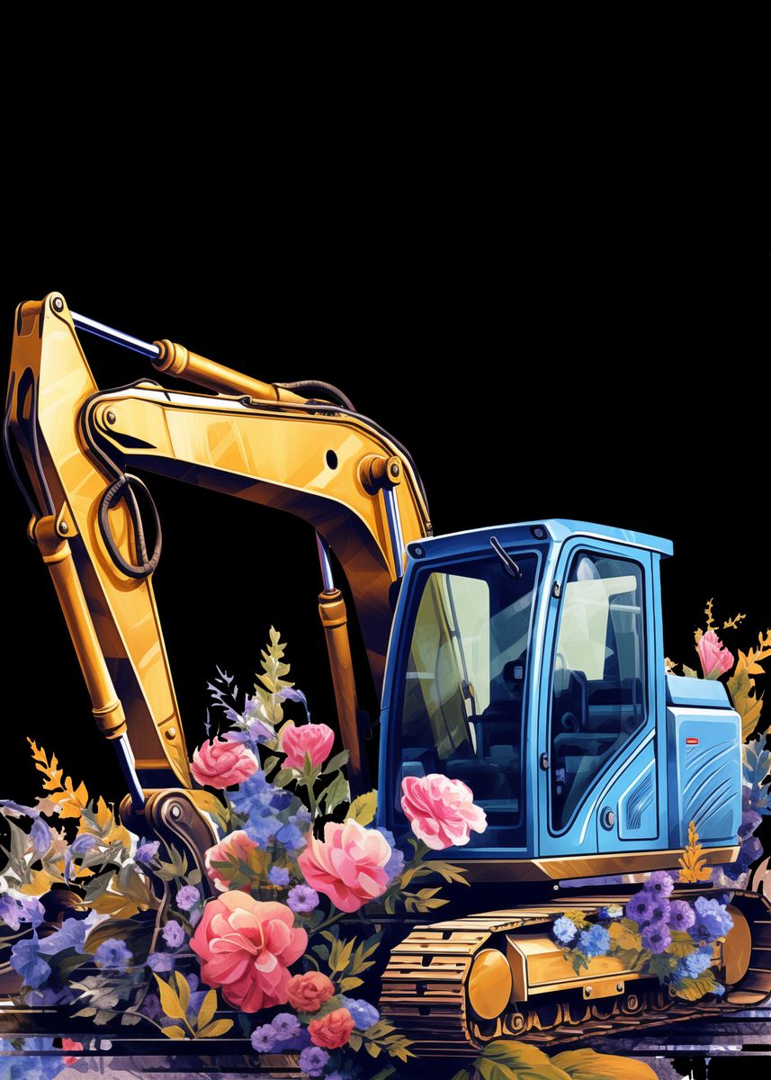 'Heavy Equipment floral' Poster, picture, metal print, paint by ...