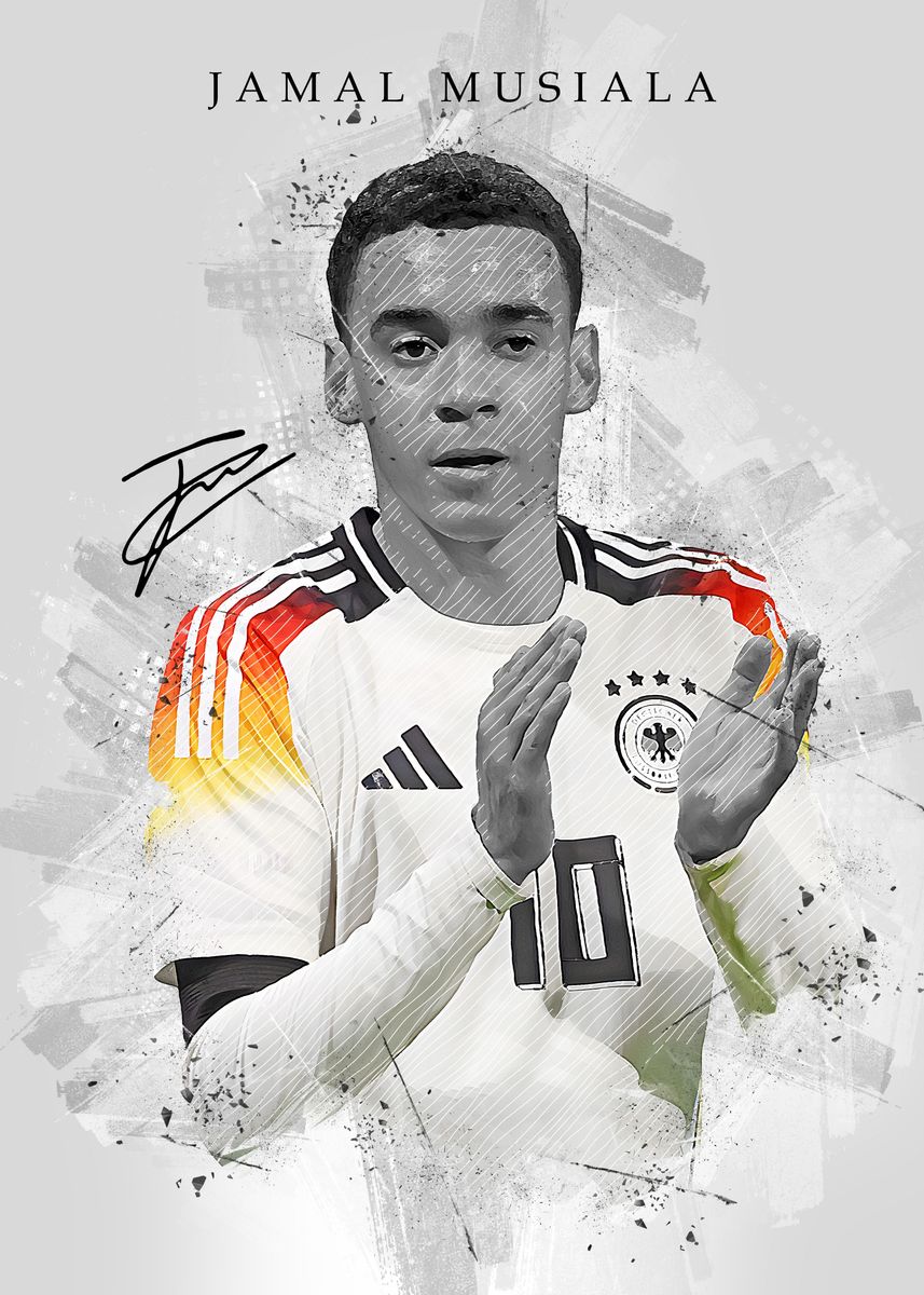 'Jamal Musiala' Poster, picture, metal print, paint by Joanne Clarke ...