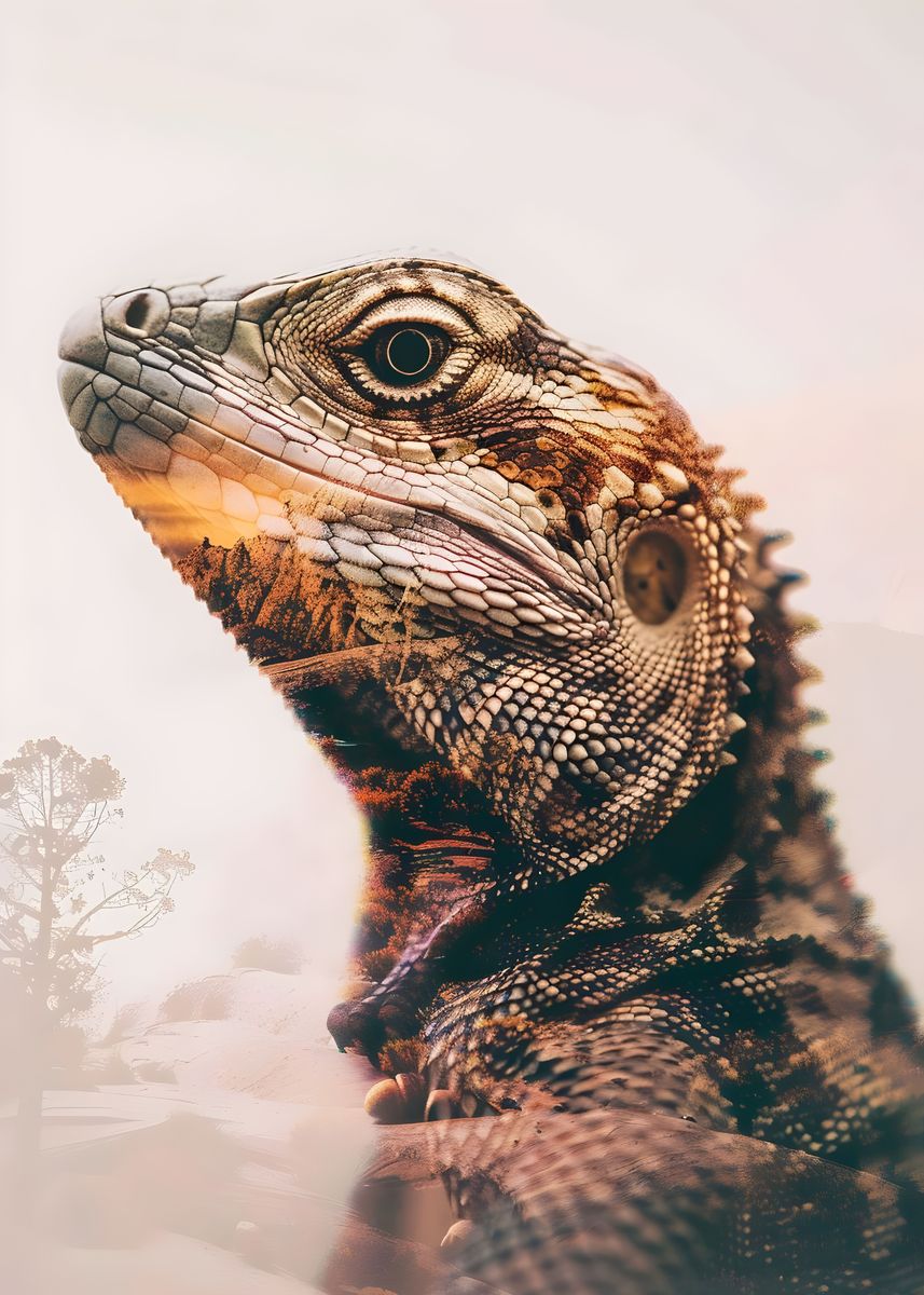'Desert Lizard Reflection' Poster, picture, metal print, paint by ...