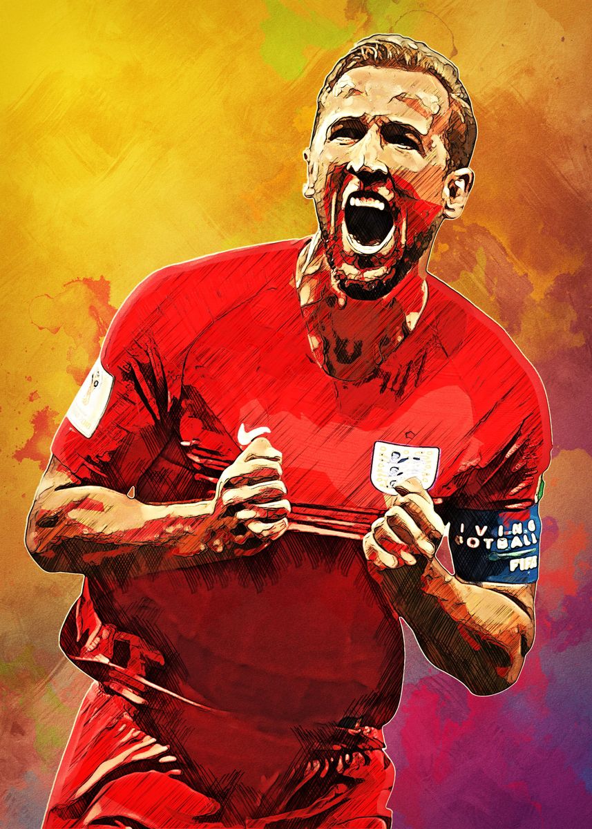 'Harry Kane Colorful' Poster, picture, metal print, paint by ...