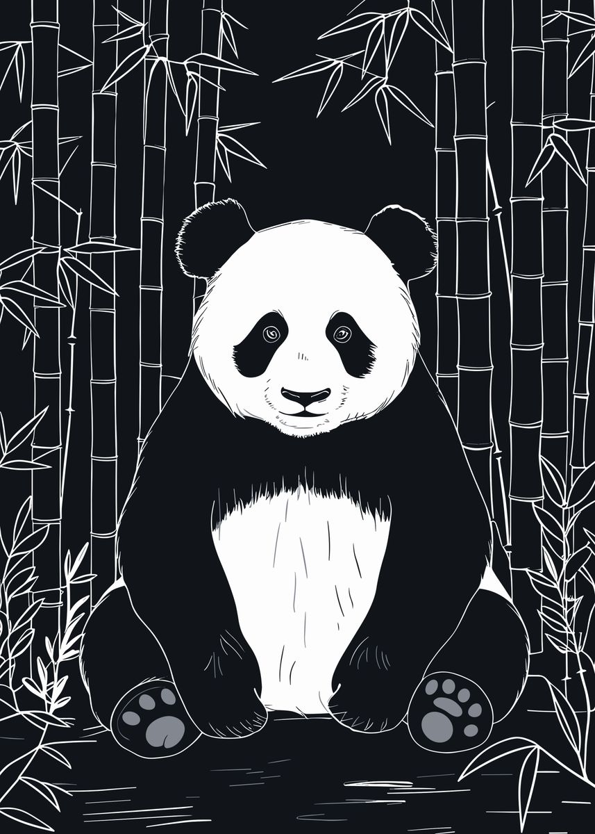 'Panda Bamboo Forest' Poster, picture, metal print, paint by Batrisyia ...