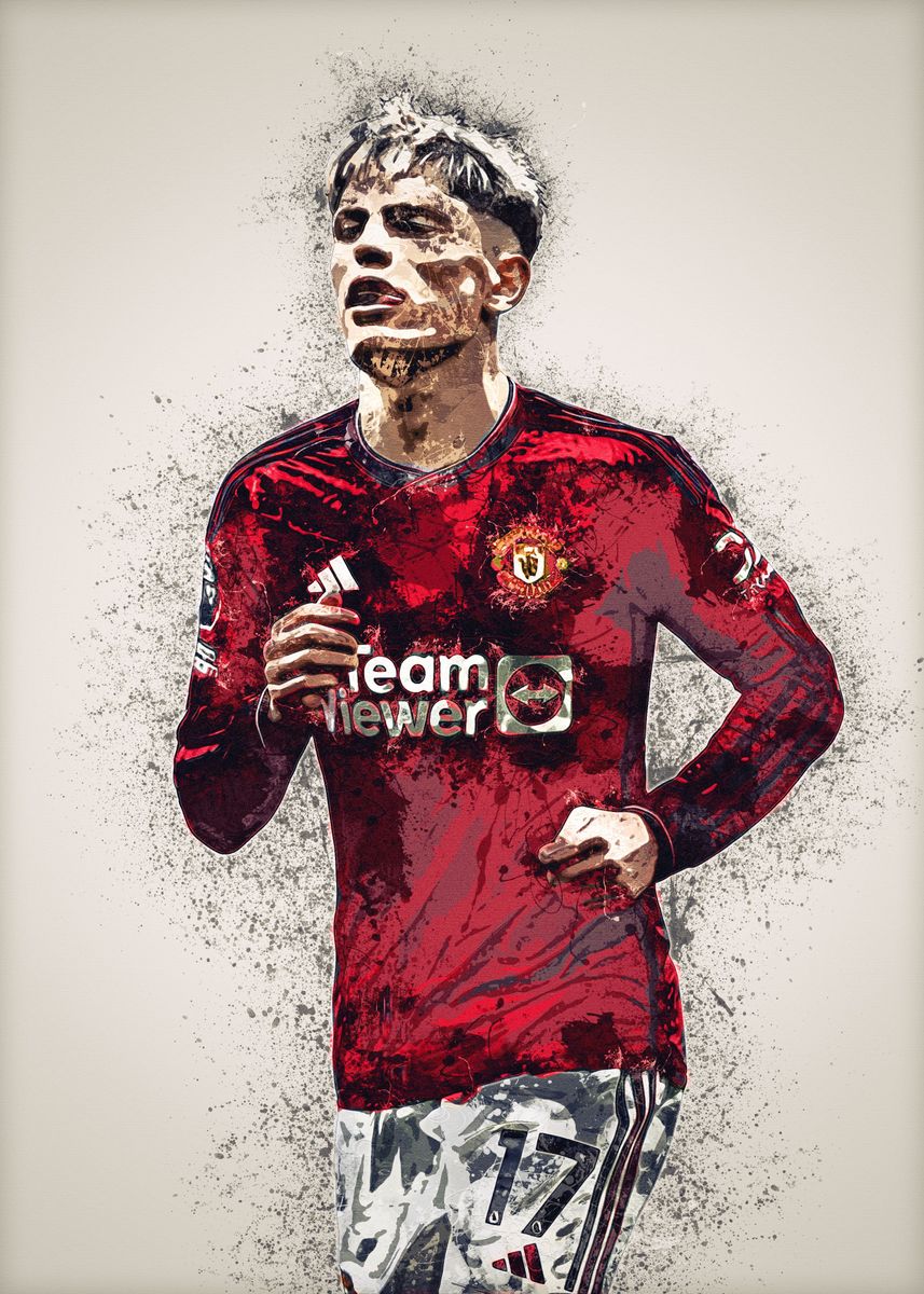 'Alejandro Garnacho Splash' Poster, picture, metal print, paint by ...