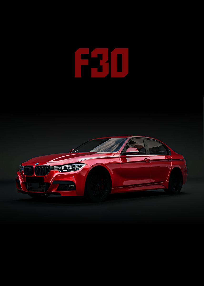 'F30 bimmer sport car' Poster, picture, metal print, paint by Masje ...