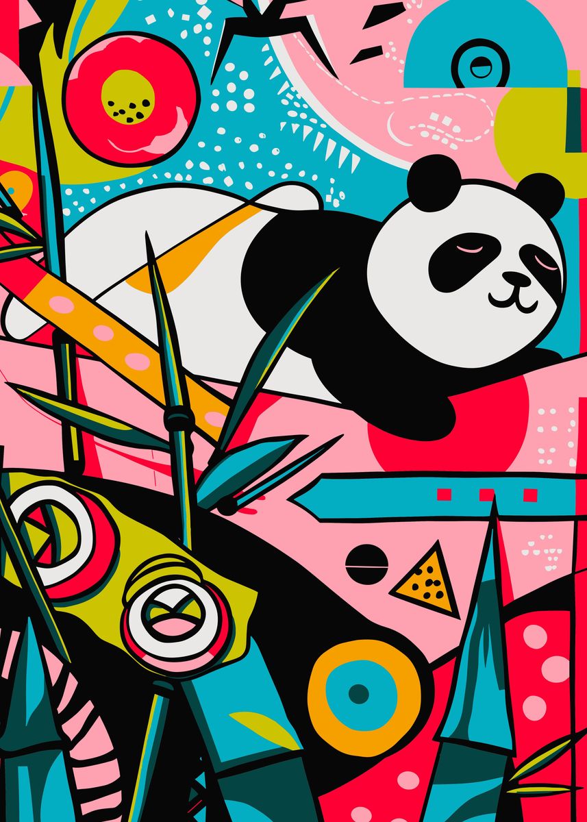 'Colorful Abstract Panda' Poster, picture, metal print, paint by ...