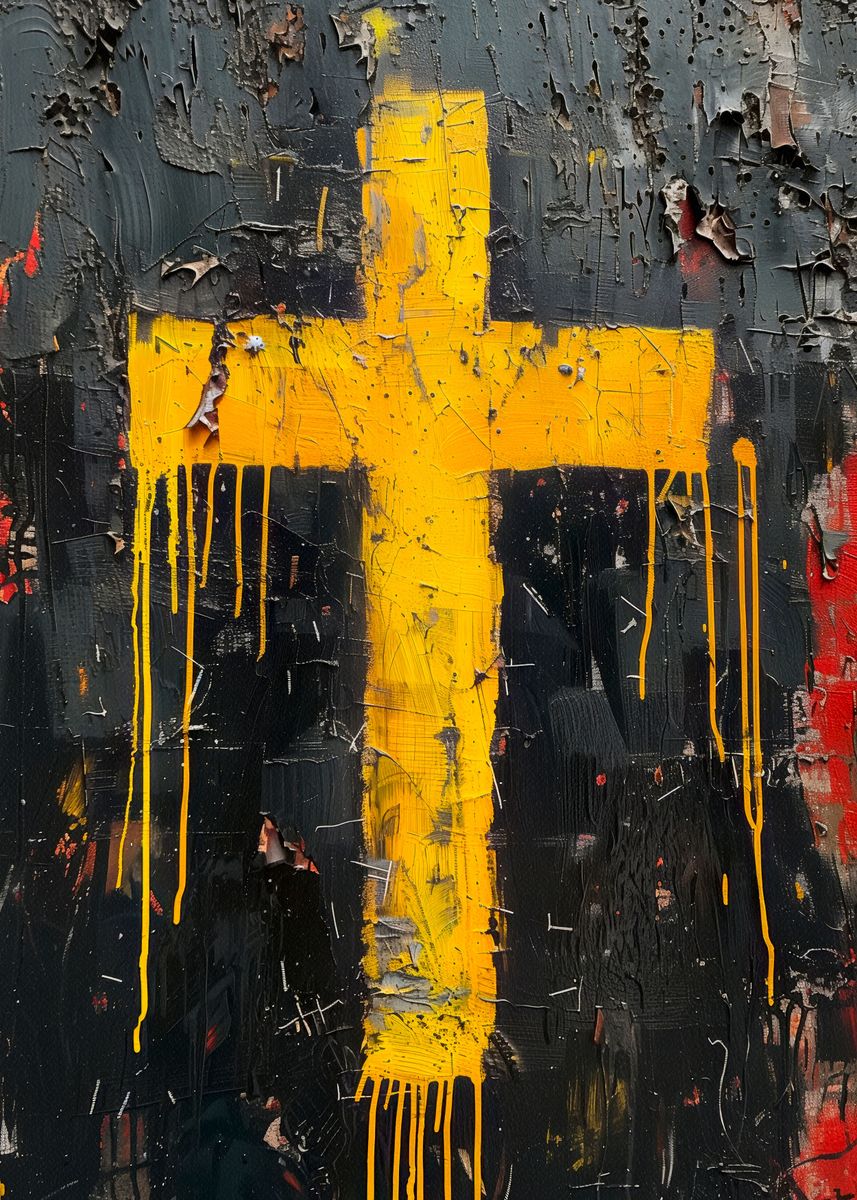 'Yellow Cross' Poster, picture, metal print, paint by The creative Hub ...