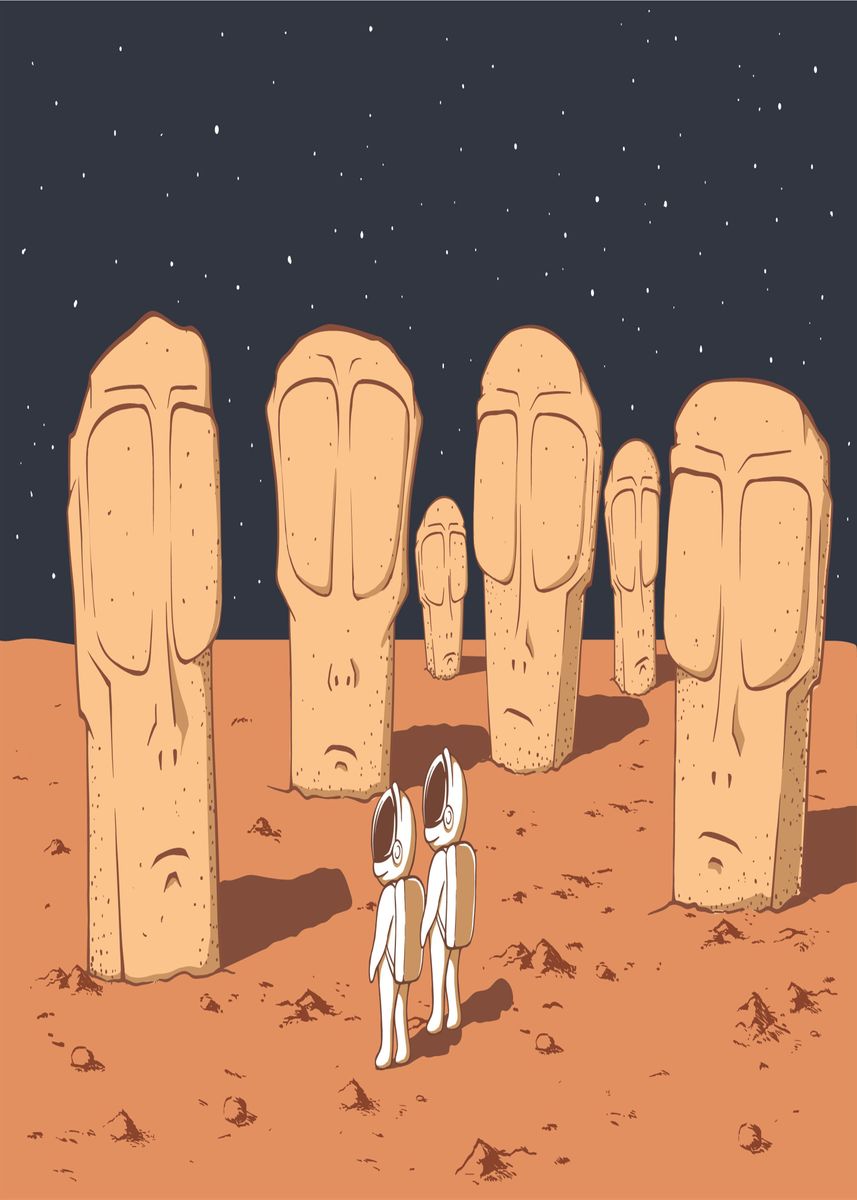 'Space Art Stones On Mars' Poster, picture, metal print, paint by ...