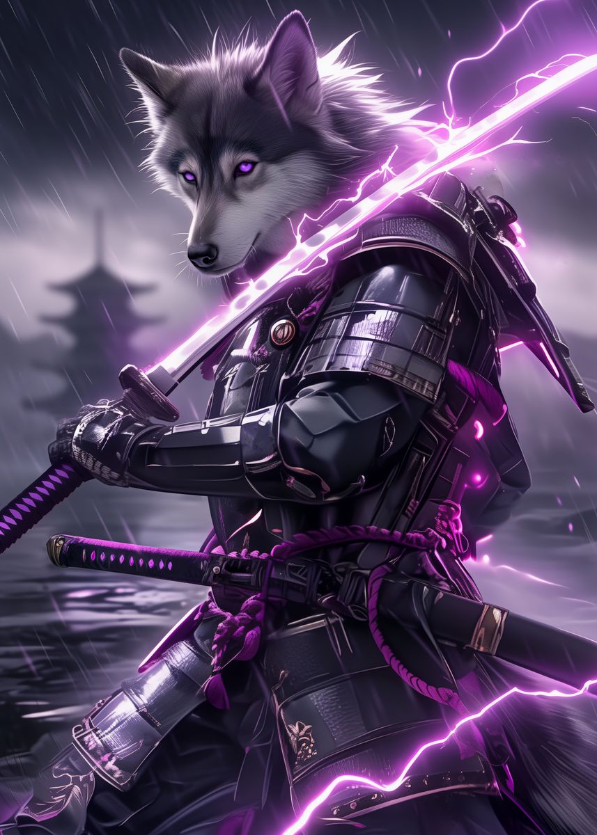 'Samurai Siberian husky ' Poster, picture, metal print, paint by Aryan ...