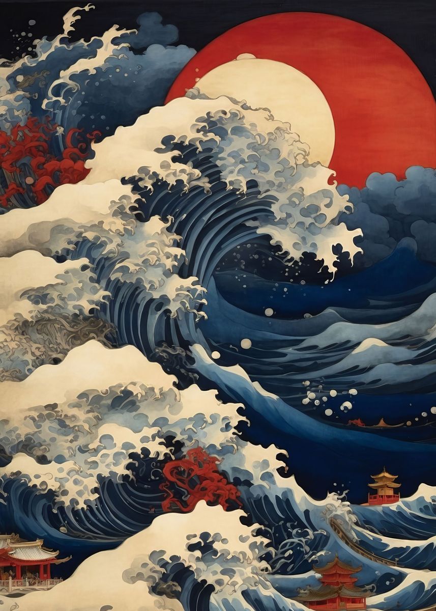 'big wave anime' Poster, picture, metal print, paint by EDSON RAMOS ...