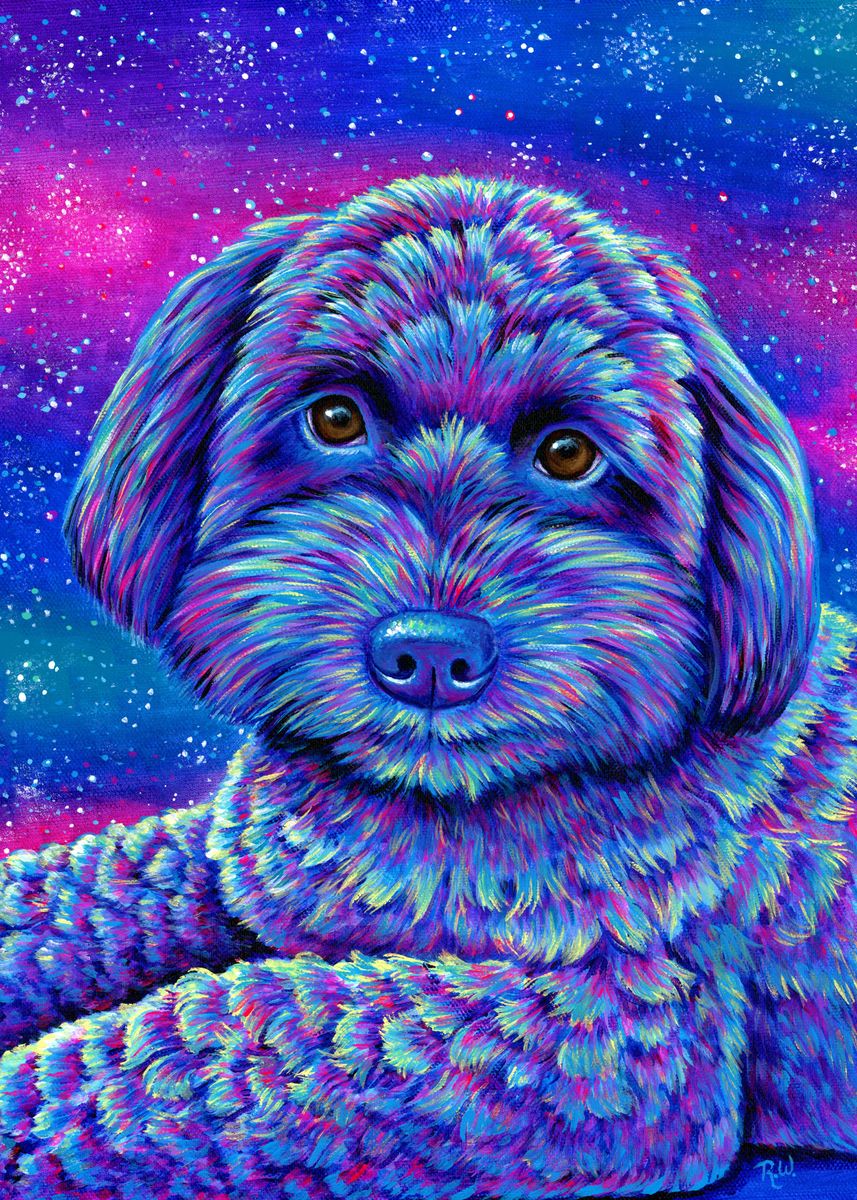 'Galaxy Poodle Starry Night' Poster, picture, metal print, paint by ...