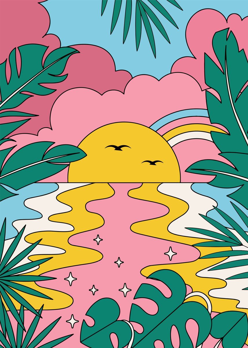 'Landscape Pop art ' Poster, picture, metal print, paint by Aji ...