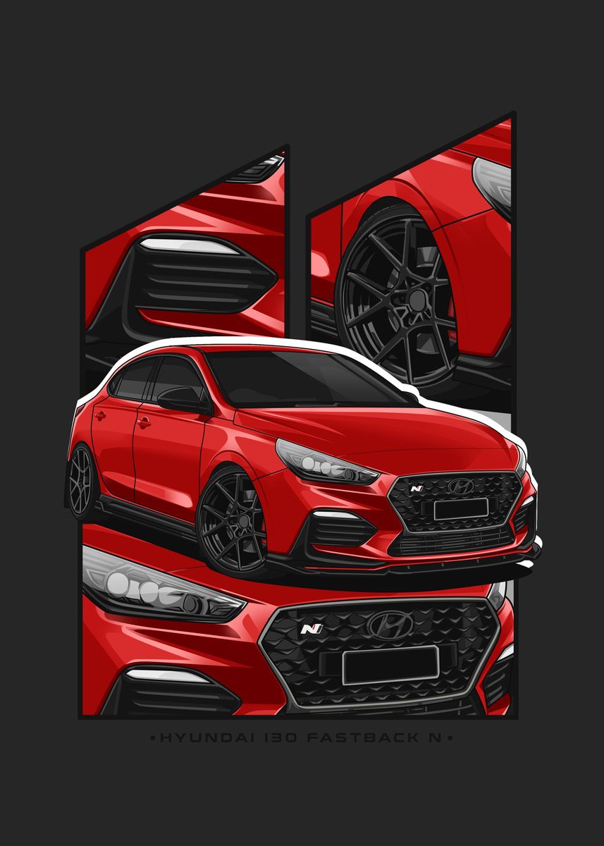'hyundai i30 fastback n' Poster, picture, metal print, paint by capture ...