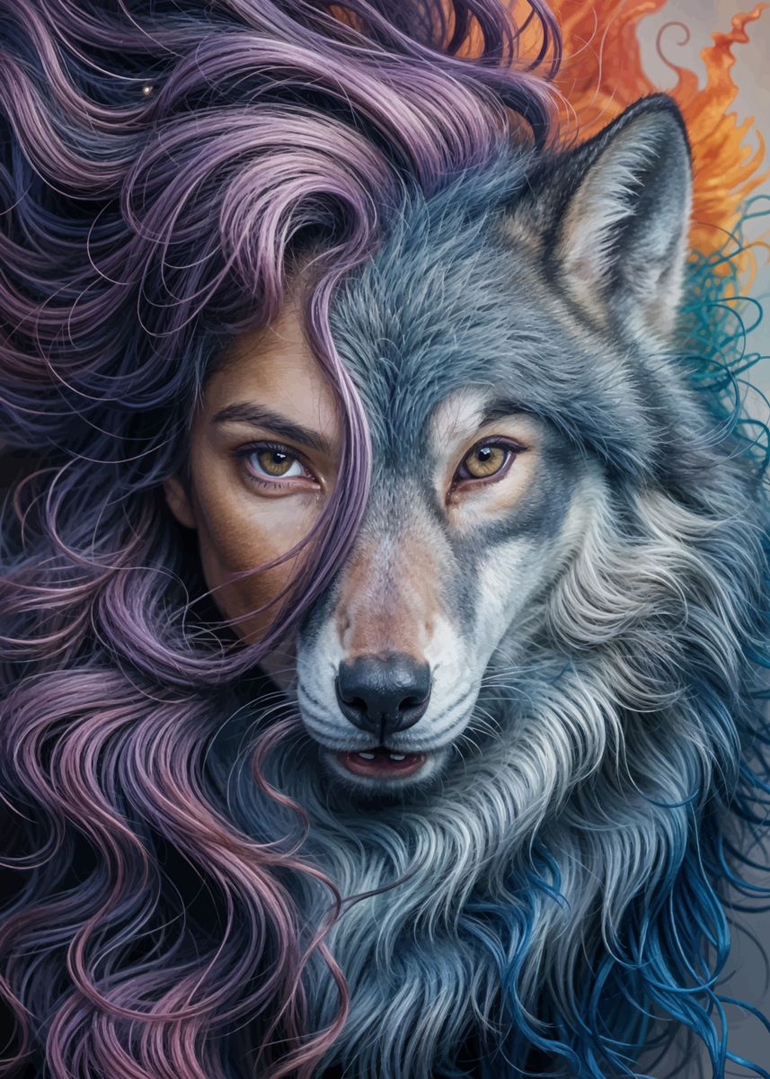 'Wolven Duality' Poster, picture, metal print, paint by You Design ...