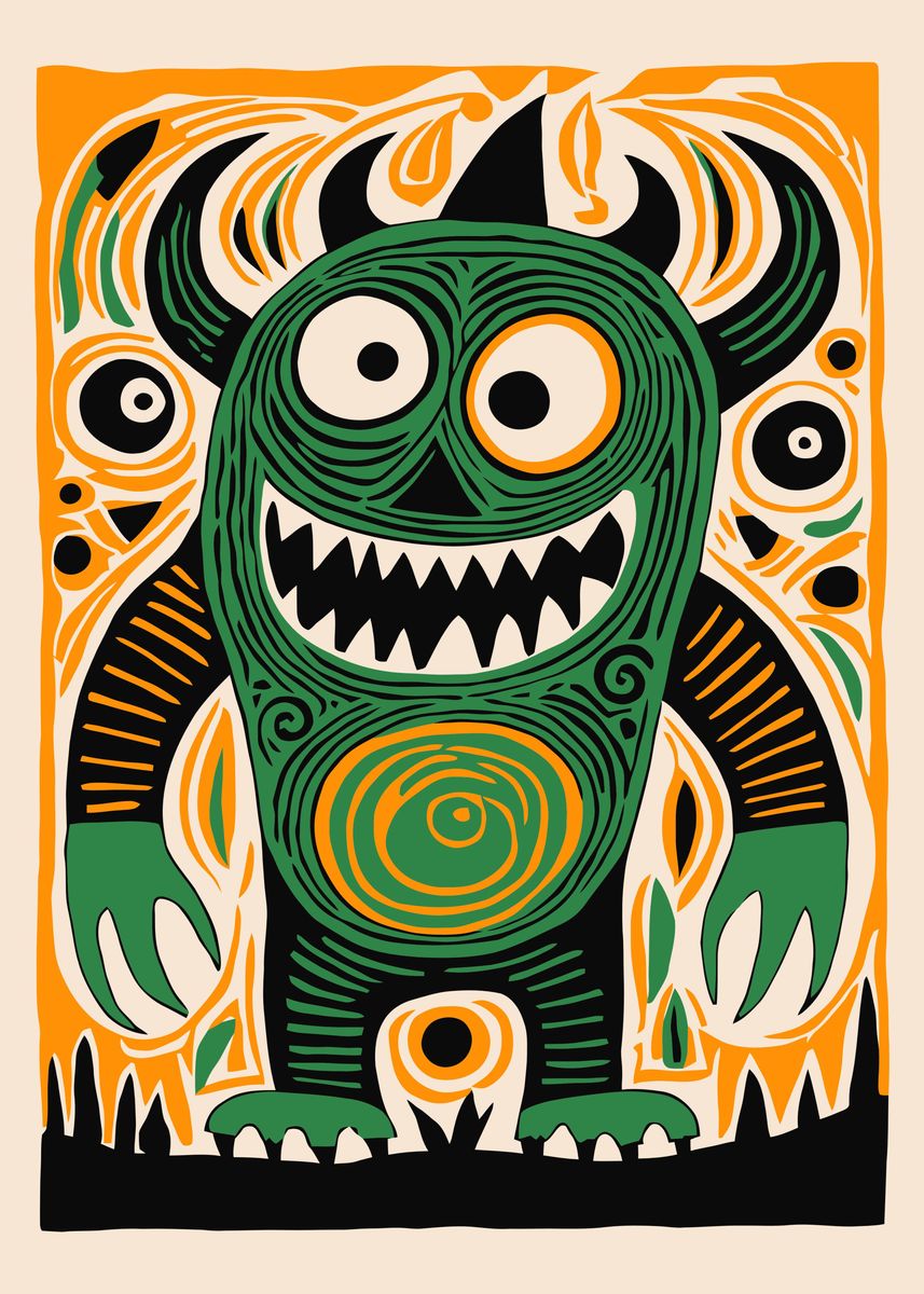 'Crazy Monster' Poster, picture, metal print, paint by HyggeStudio ...