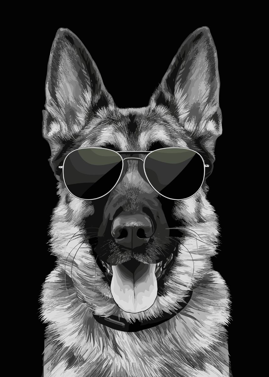 'Cool German Shepherd' Poster, picture, metal print, paint by Vicky ...