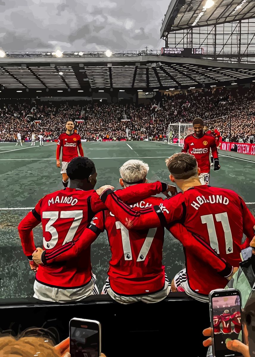 'Mainoo Garnacho Hojlund' Poster, picture, metal print, paint by Gaming ...