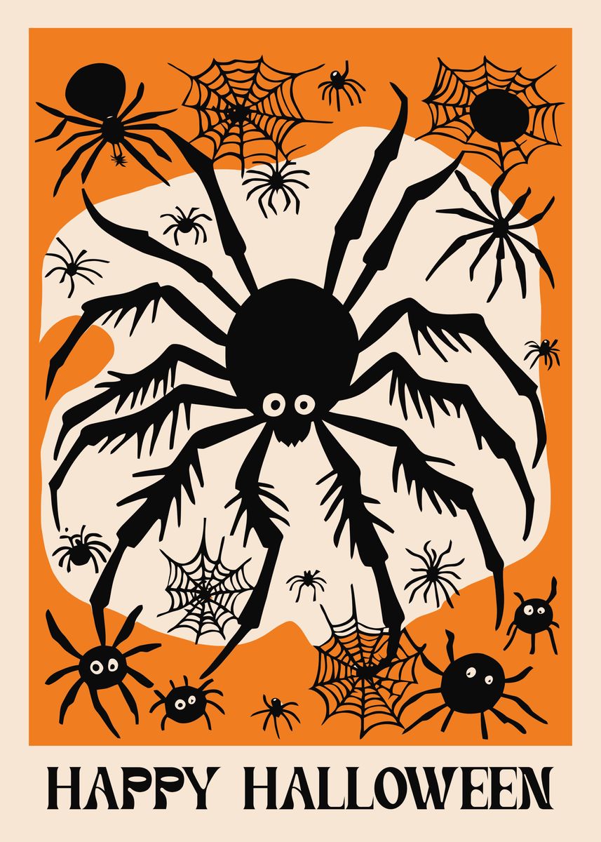 'Happy Halloween Spider' Poster, picture, metal print, paint by ...