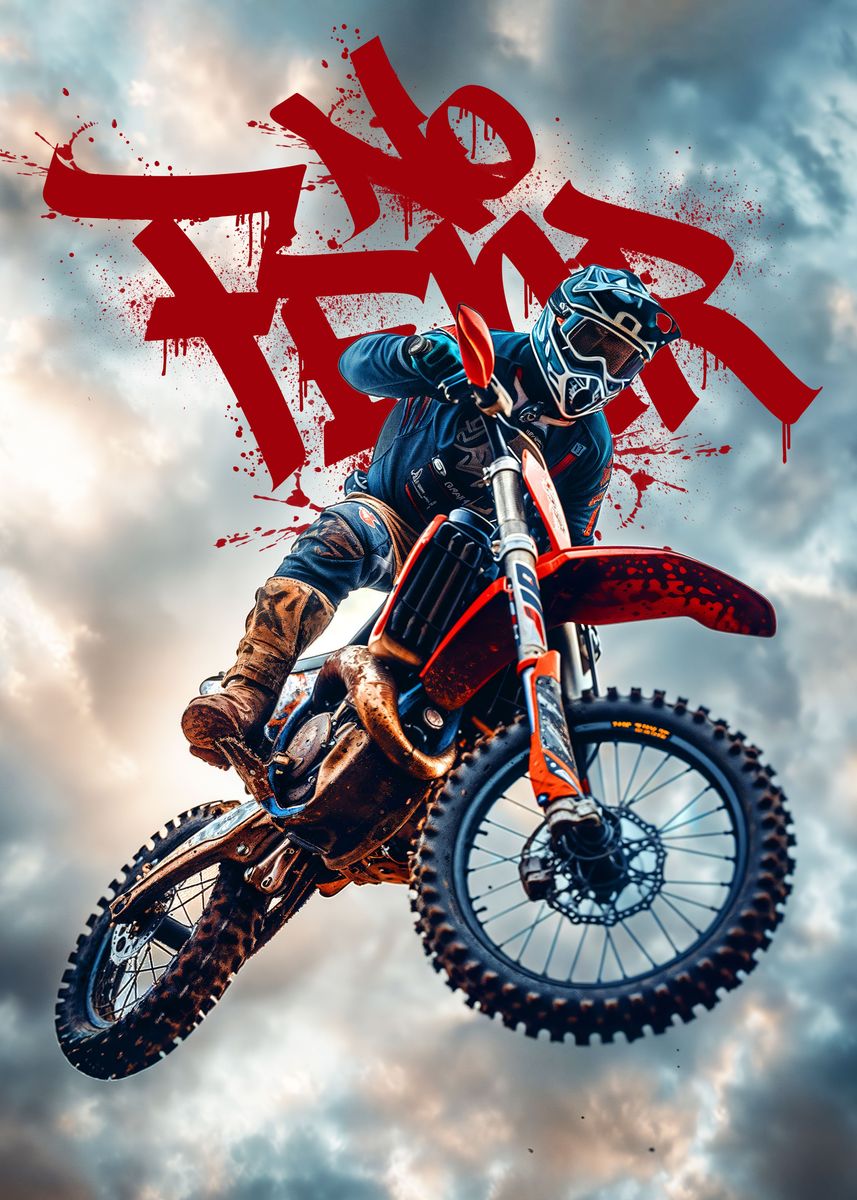 'No Fear Motocross' Poster, picture, metal print, paint by Nocturnal ...