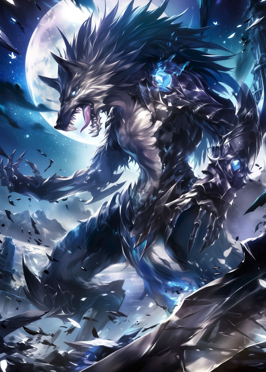 'Nightmare Werewolf Moon' Poster, picture, metal print, paint by ...