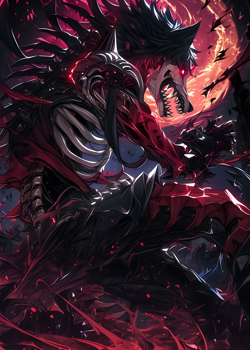 'Bloody Bloodmoon Wolf' Poster, picture, metal print, paint by ...