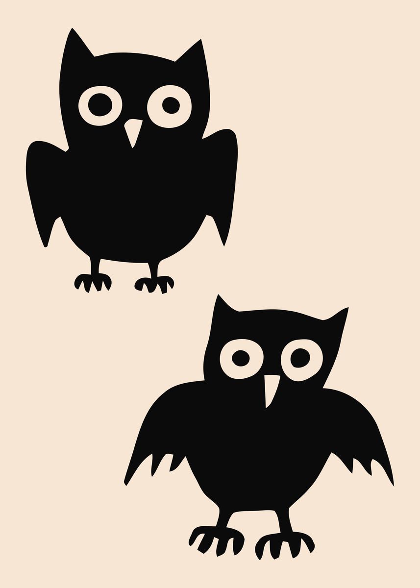 'Funny Minimalist Owls' Poster, picture, metal print, paint by ...