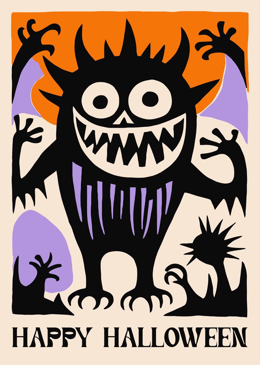 'Happy Halloween Monster' Poster, picture, metal print, paint by ...
