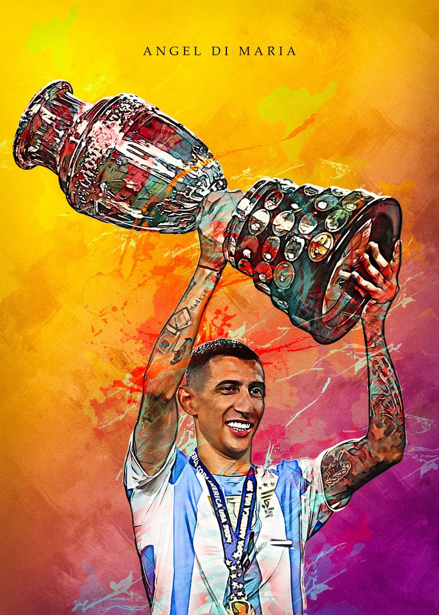'Angel Di Maria' Poster, picture, metal print, paint by Nguyen Thi Thu ...