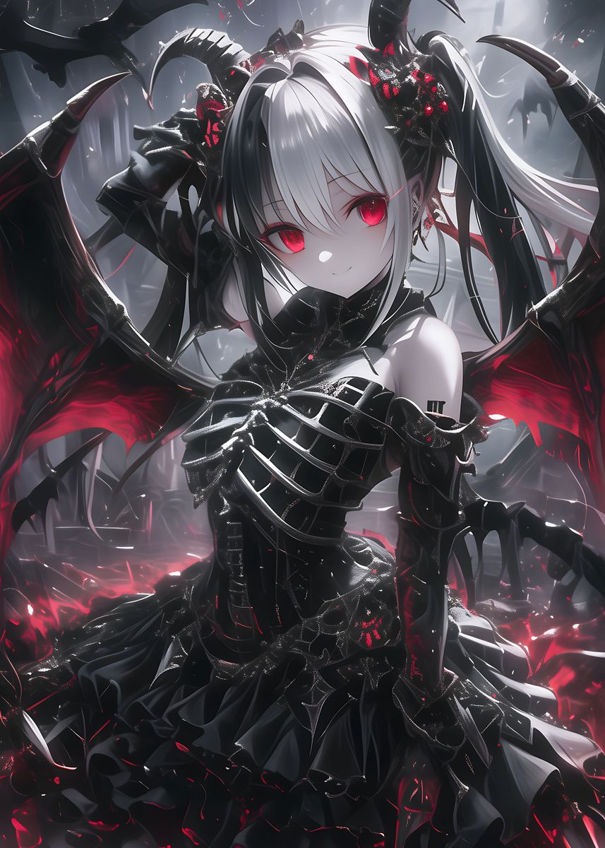 'Gothic Anime Bat Girl' Poster, picture, metal print, paint by ...