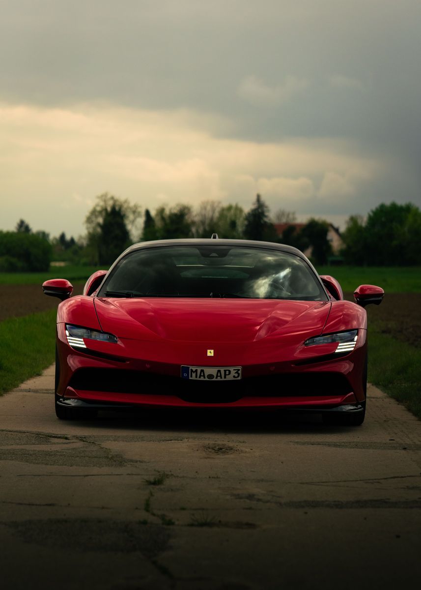 'Ferrari SF90 Front' Poster, picture, metal print, paint by Nils Plaha ...
