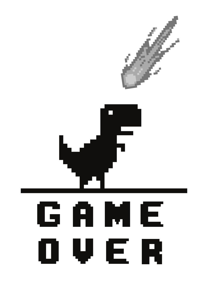 'dinosaur game over' Poster, picture, metal print, paint by EDSON RAMOS ...