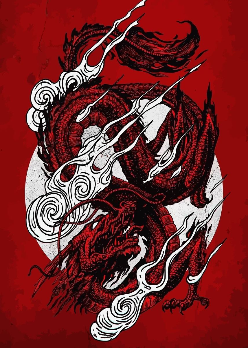'Dragon Japan Aisa' Poster, picture, metal print, paint by Mehar | Displate