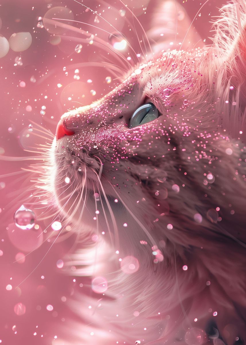 'Pink Kitten' Poster, picture, metal print, paint by Senja Kolesnyk ...
