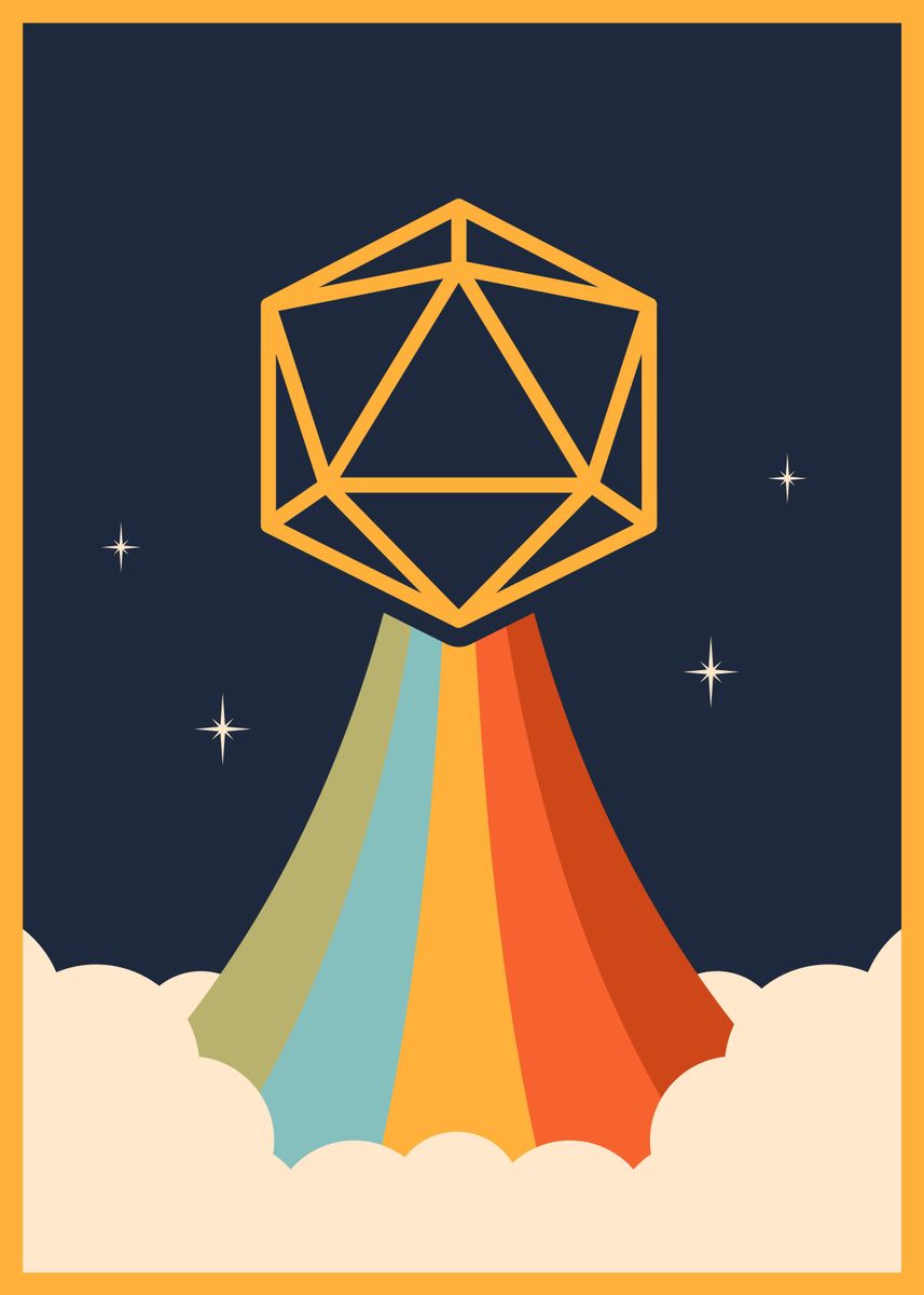 'Retro RPG D20 Dice' Poster, picture, metal print, paint by Sven ...