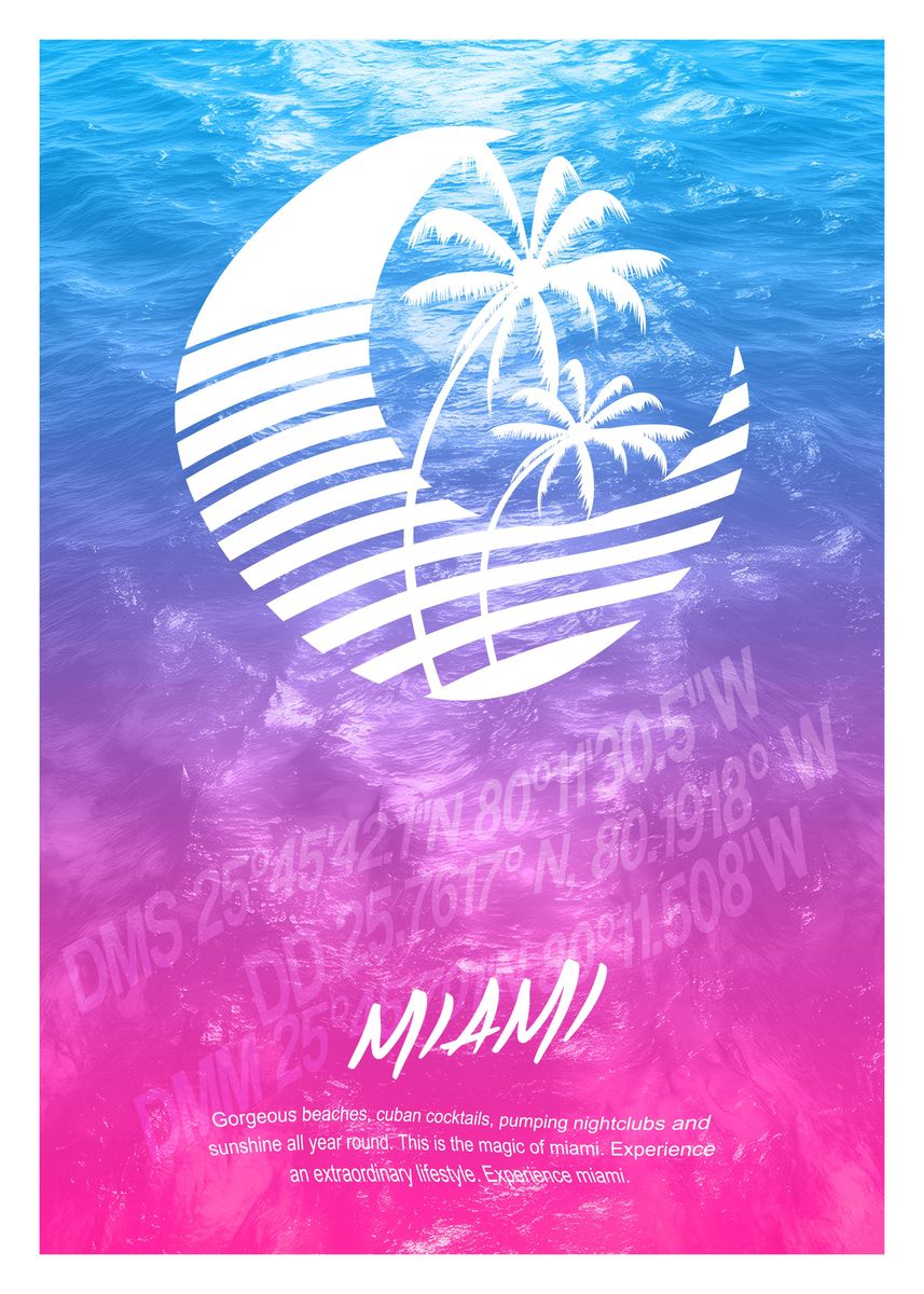 'Miami Beach Vaporwave' Poster, picture, metal print, paint by Sven ...