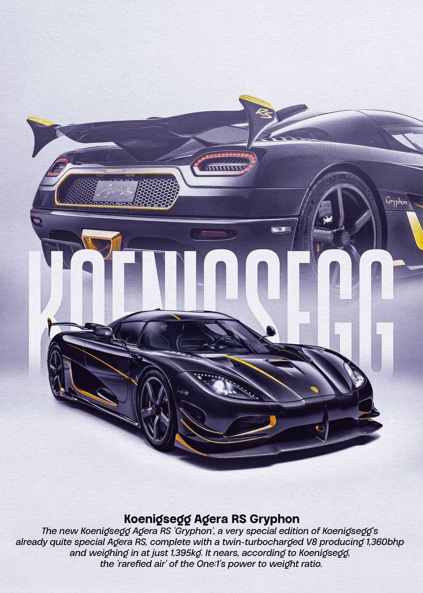 'Koenigsegg Agera RS ' Poster, picture, metal print, paint by Lee Rocks ...