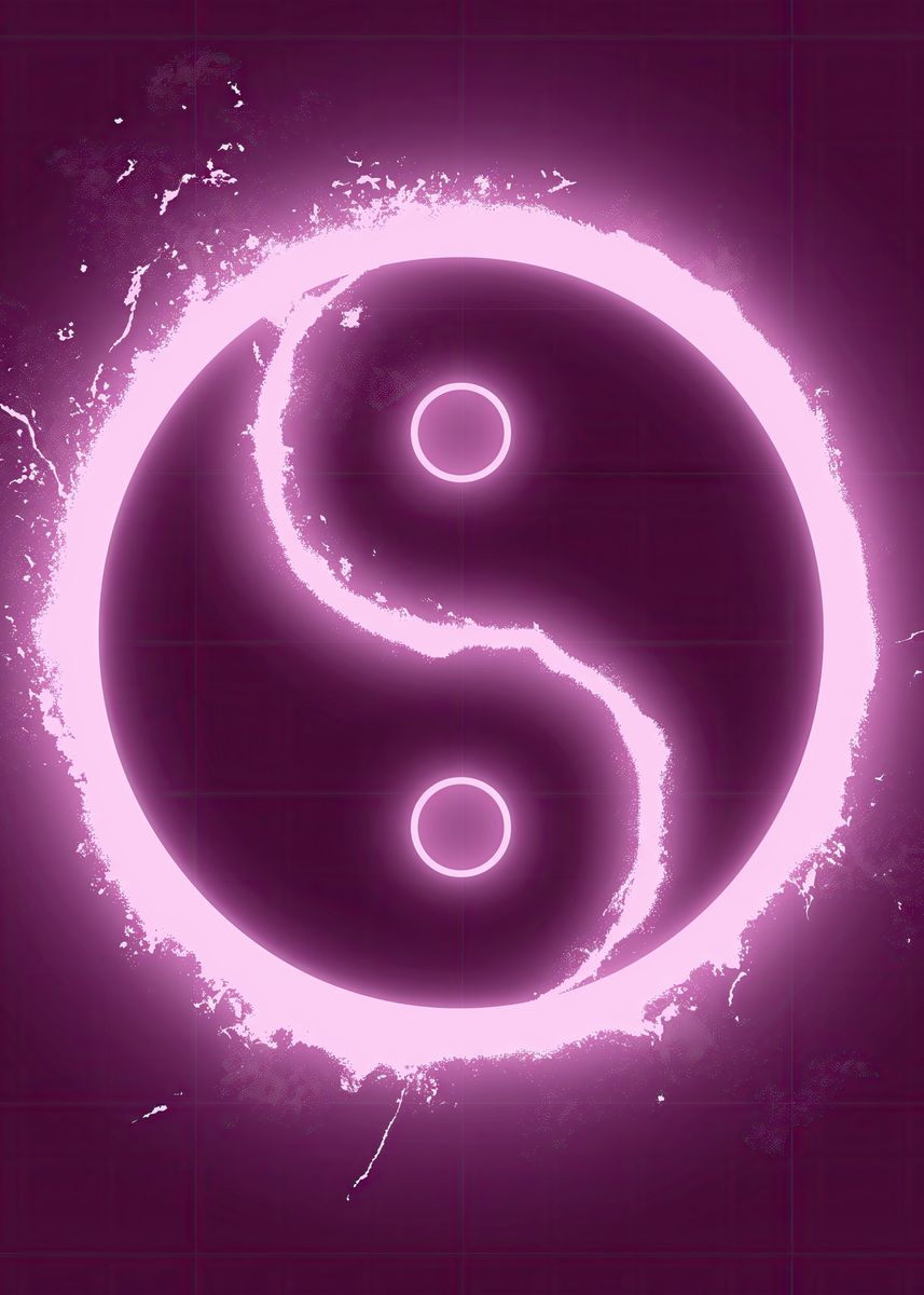 'Neon Pink Yin Yang Symbol' Poster, picture, metal print, paint by ...