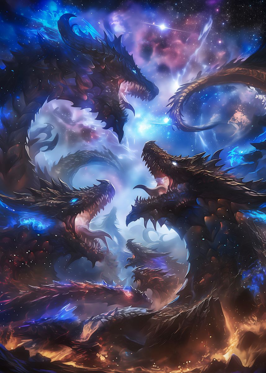 'Mighty Dragons' Poster, picture, metal print, paint by ...