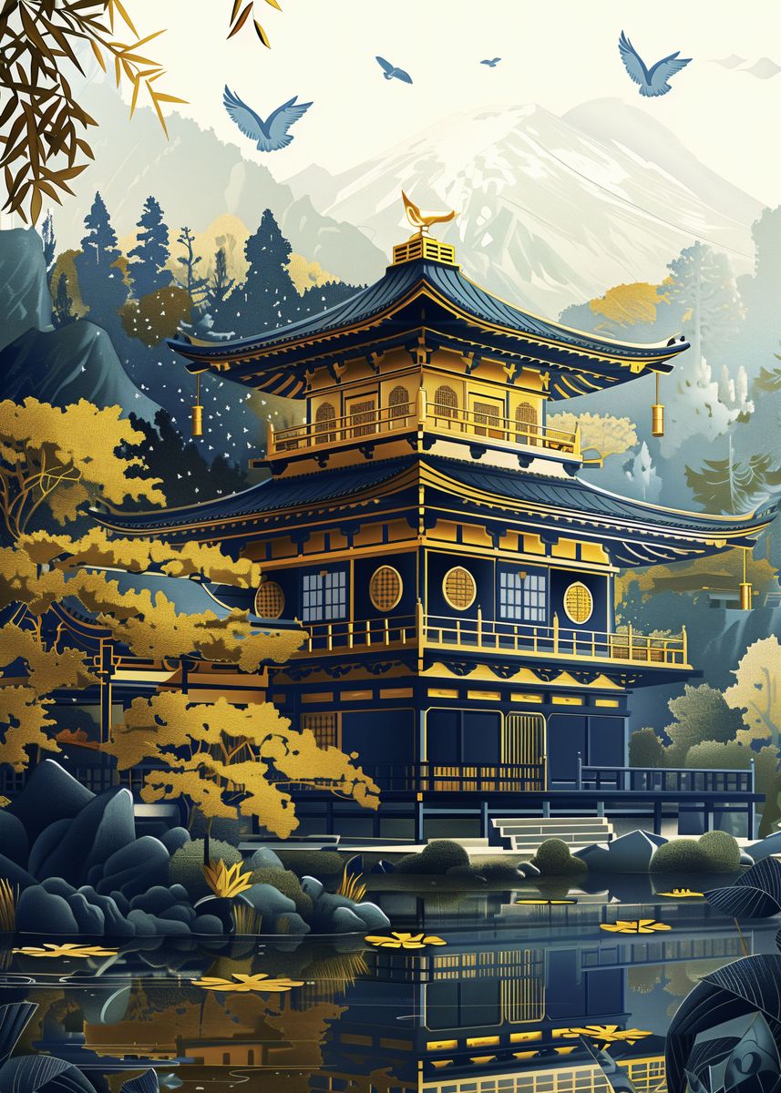 'Japanese Golden Temple' Poster, picture, metal print, paint by Adam ...