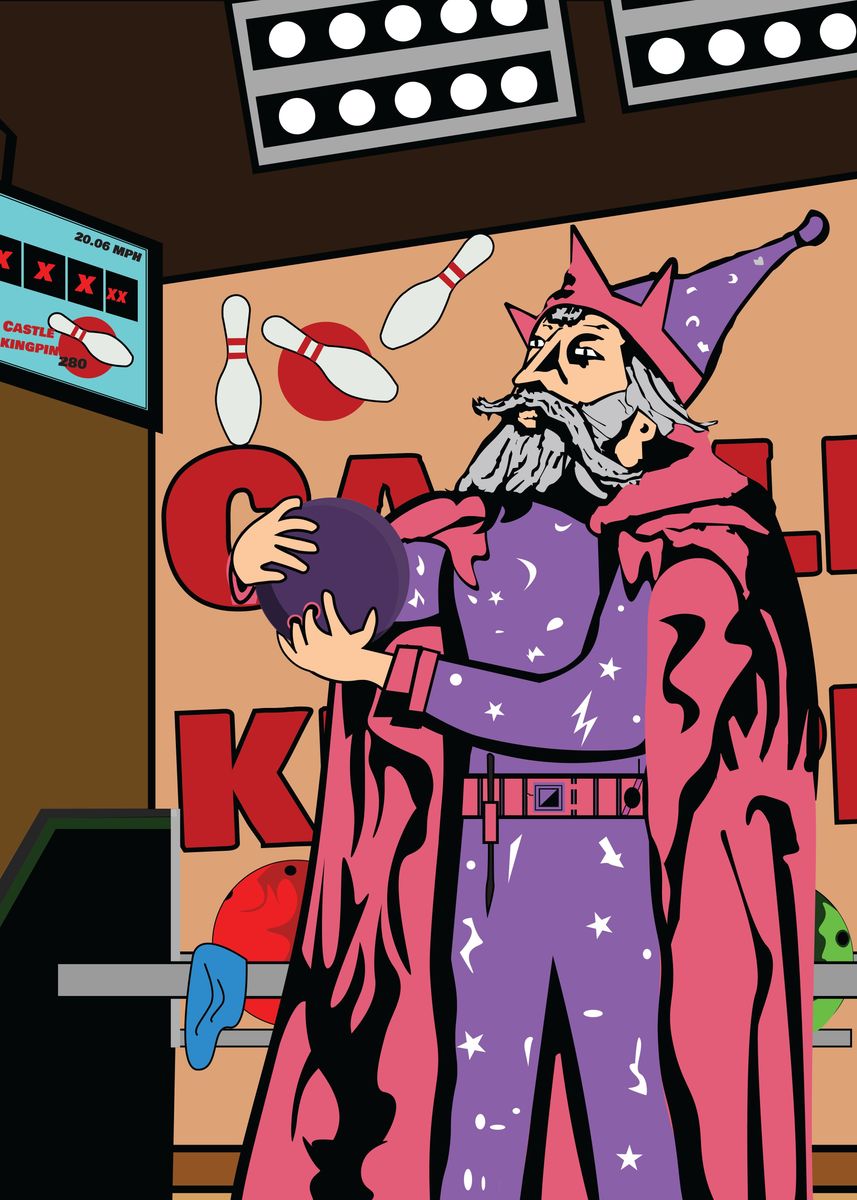 'Bowling Wizard' Poster, picture, metal print, paint by Tristan Swims ...