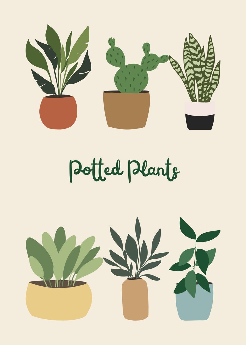 'Home Potted Plants' Poster, picture, metal print, paint by Luluine ...