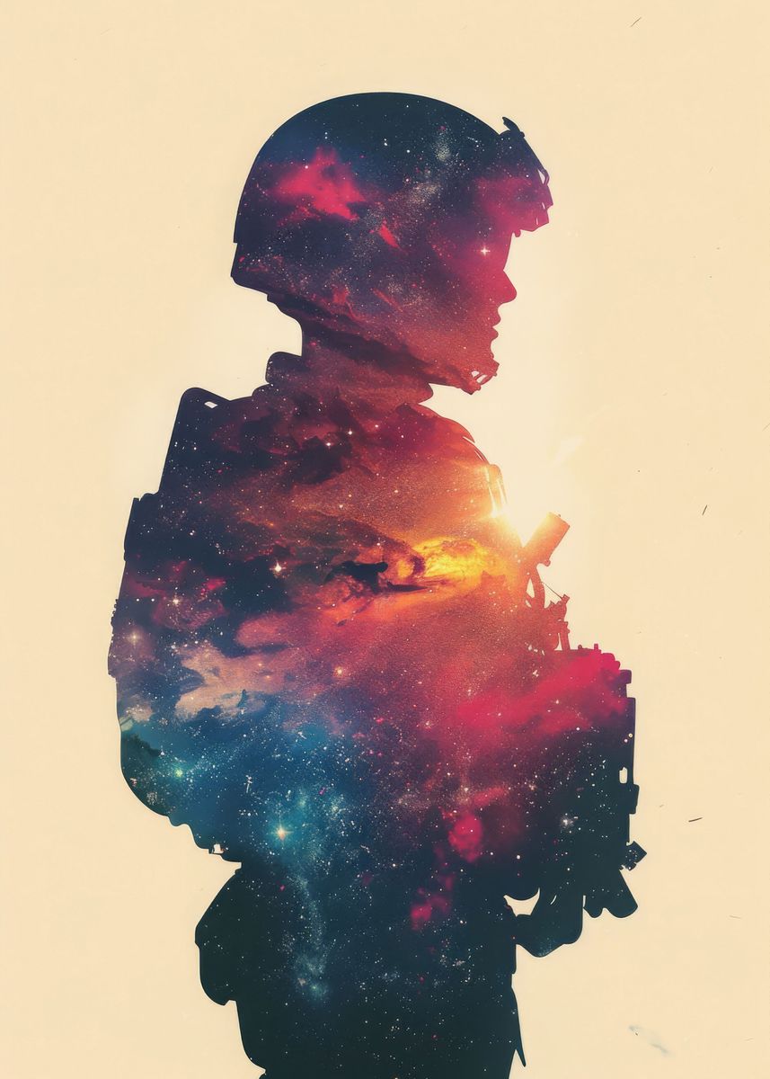 'Military Galaxy Silhouette' Poster, picture, metal print, paint by ...