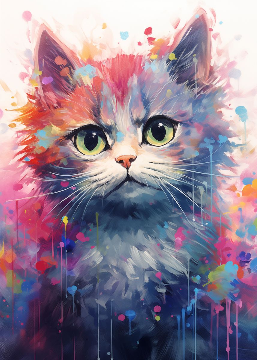 'Kitty No6' Poster, picture, metal print, paint by Boot Hill | Displate