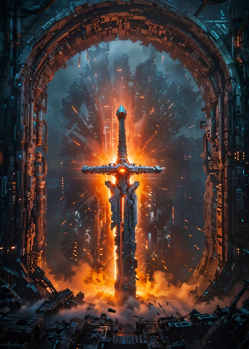 'Futuristic Tech Sword' Poster, picture, metal print, paint by VR World ...