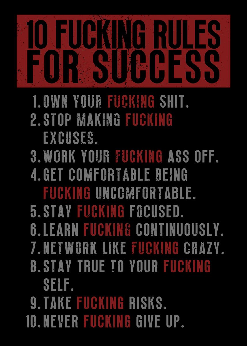 '10 Rules For Success' Poster, picture, metal print, paint by slamet ...